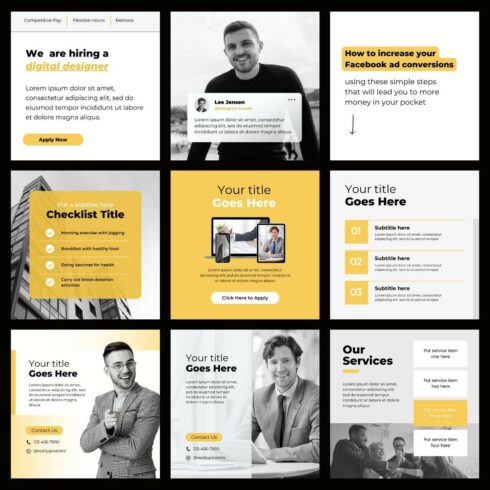 Corporate Instagram Feed Posts Canva Template - MasterBundles