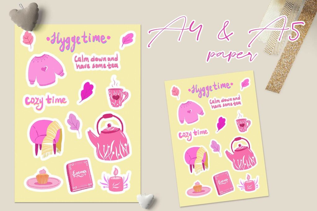 Get Cozy Printable Stickers Pack - MasterBundles