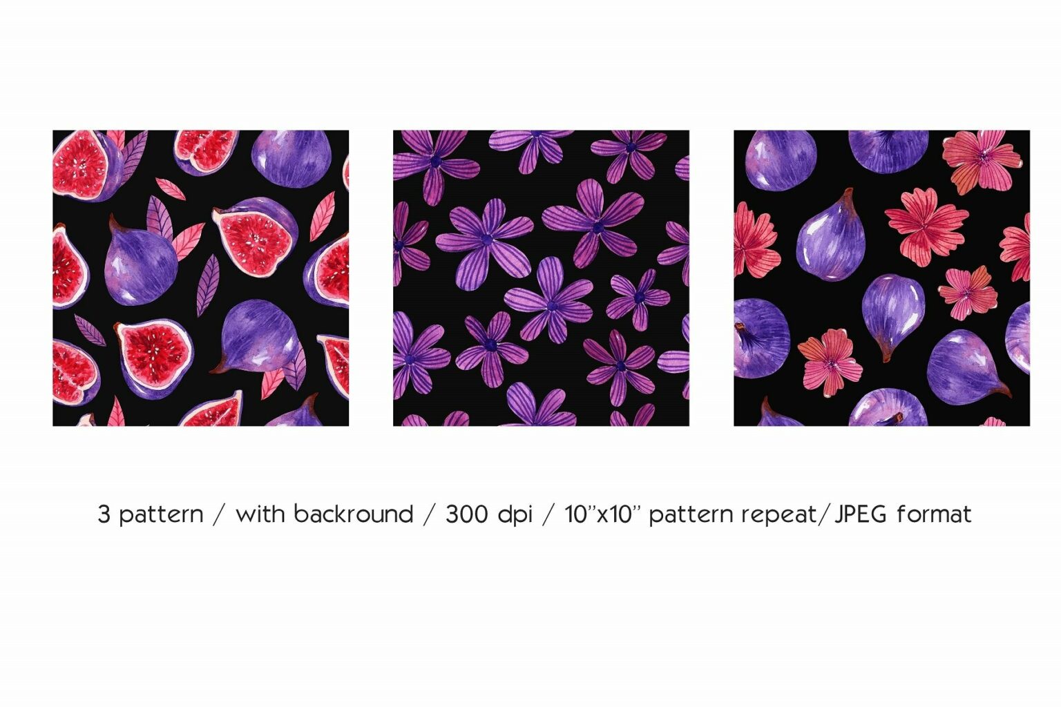 Watercolor Fig Fruit Pattern and Clipart - MasterBundles