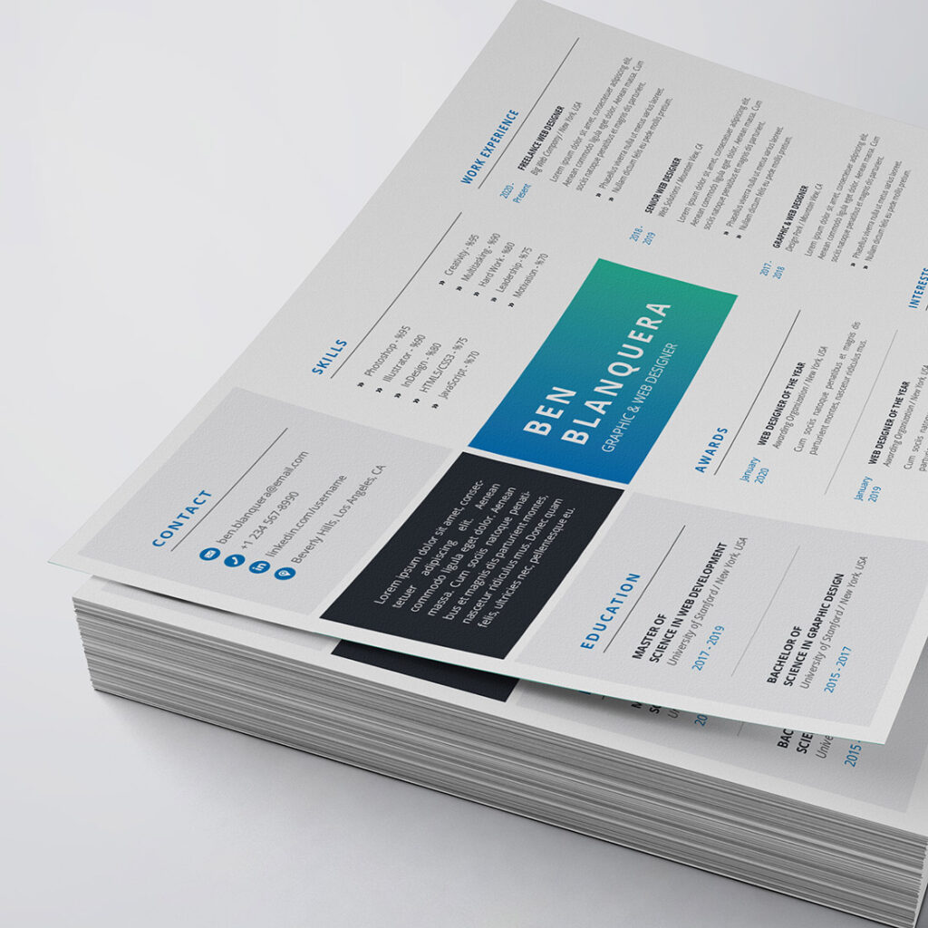 Landscape Resume/CV Template - MasterBundles
