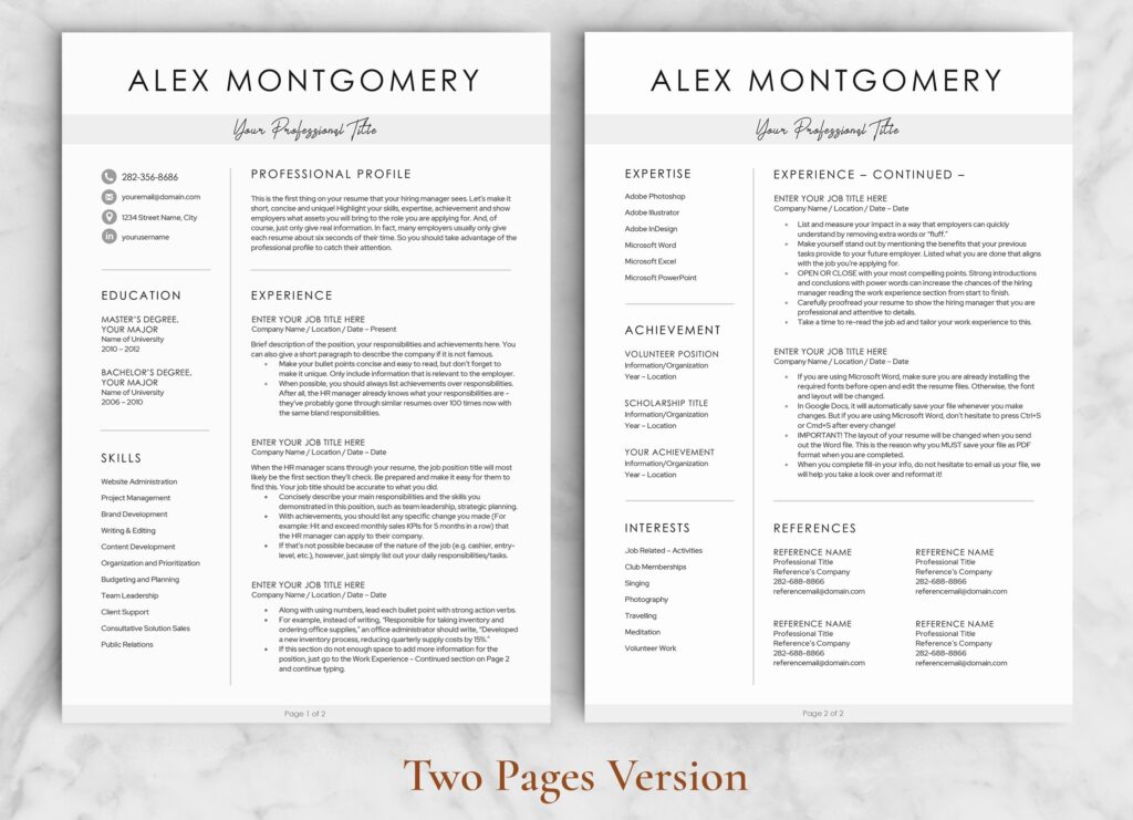 Сook Resume/CV - The Alex – MasterBundles