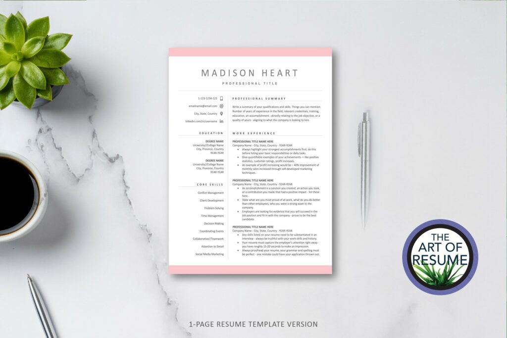 Pink Resume Template Bundle Download – MasterBundles