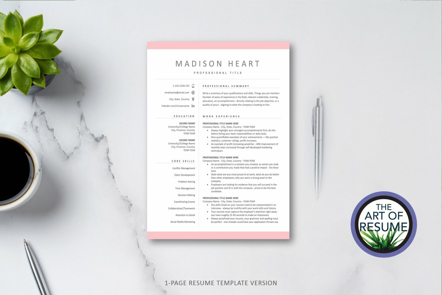 Pink Resume Template Bundle Download – MasterBundles