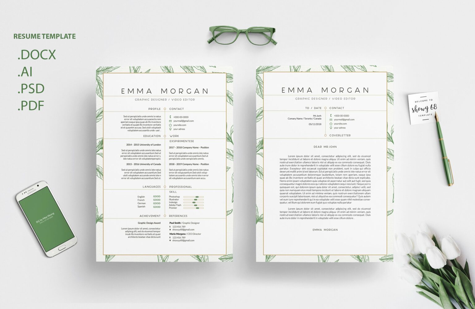 Leafs Resume / CV Template M – MasterBundles