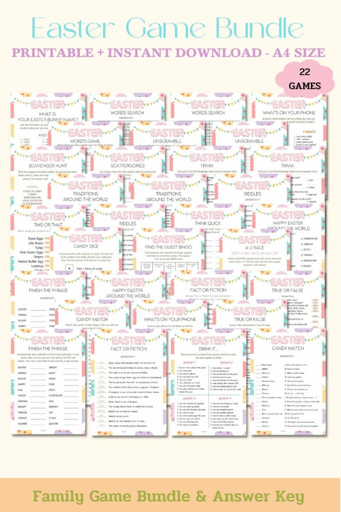Easter Game Bundle - 22 Games Printable - MasterBundles