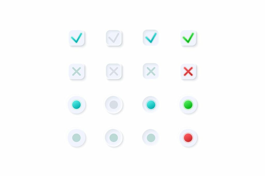 Tick and cross buttons UI elements – MasterBundles