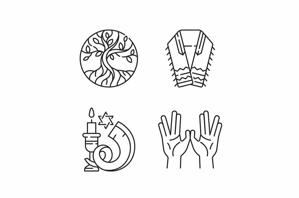 Judaism signs linear icons set – MasterBundles