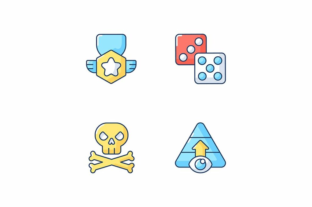 Videogame menu RGB color icons set – MasterBundles