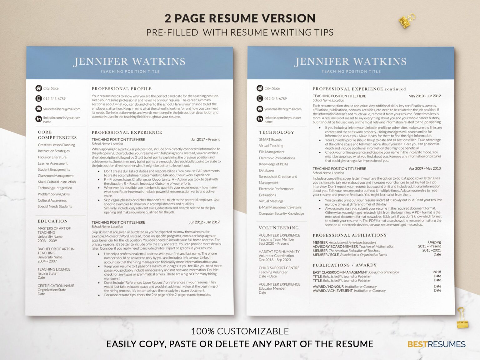 Modern Resume Template for Teachers – MasterBundles
