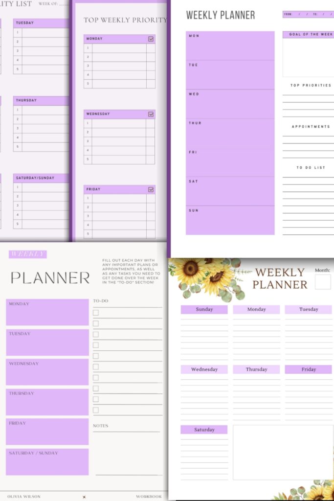Free Weekly planner Templates bundles | Weekly Routine Planner ...