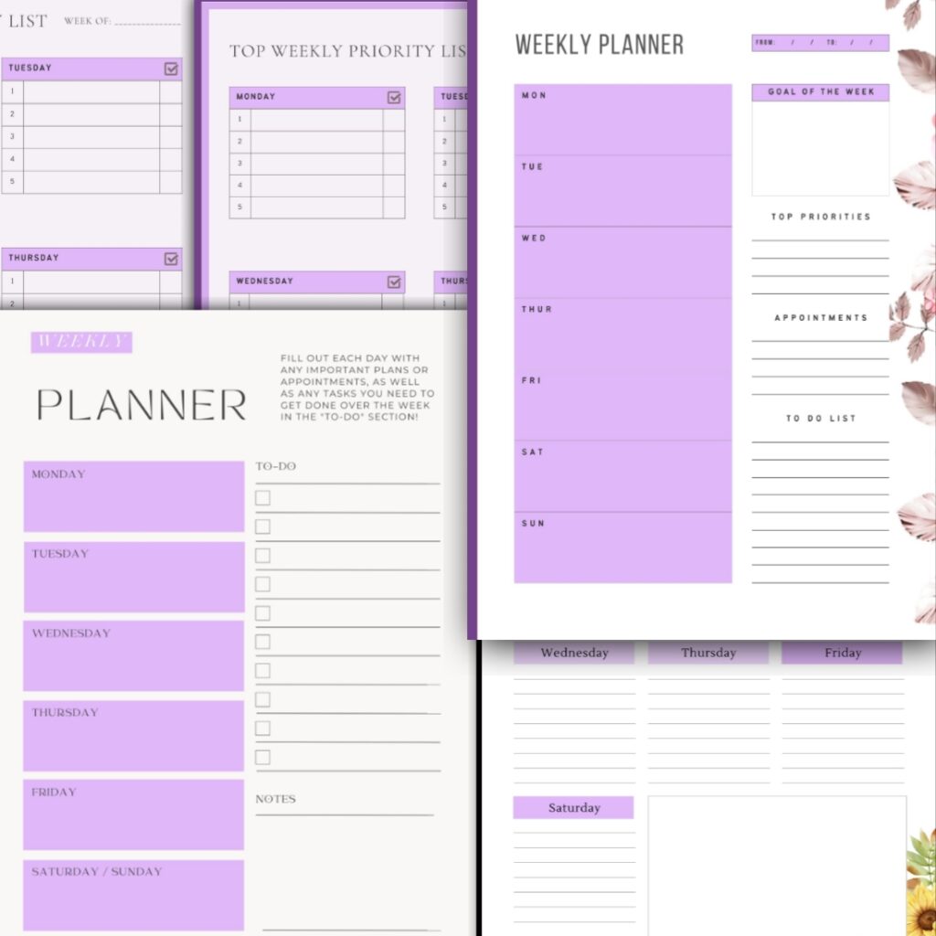 Free Weekly planner Templates bundles | Weekly Routine Planner ...