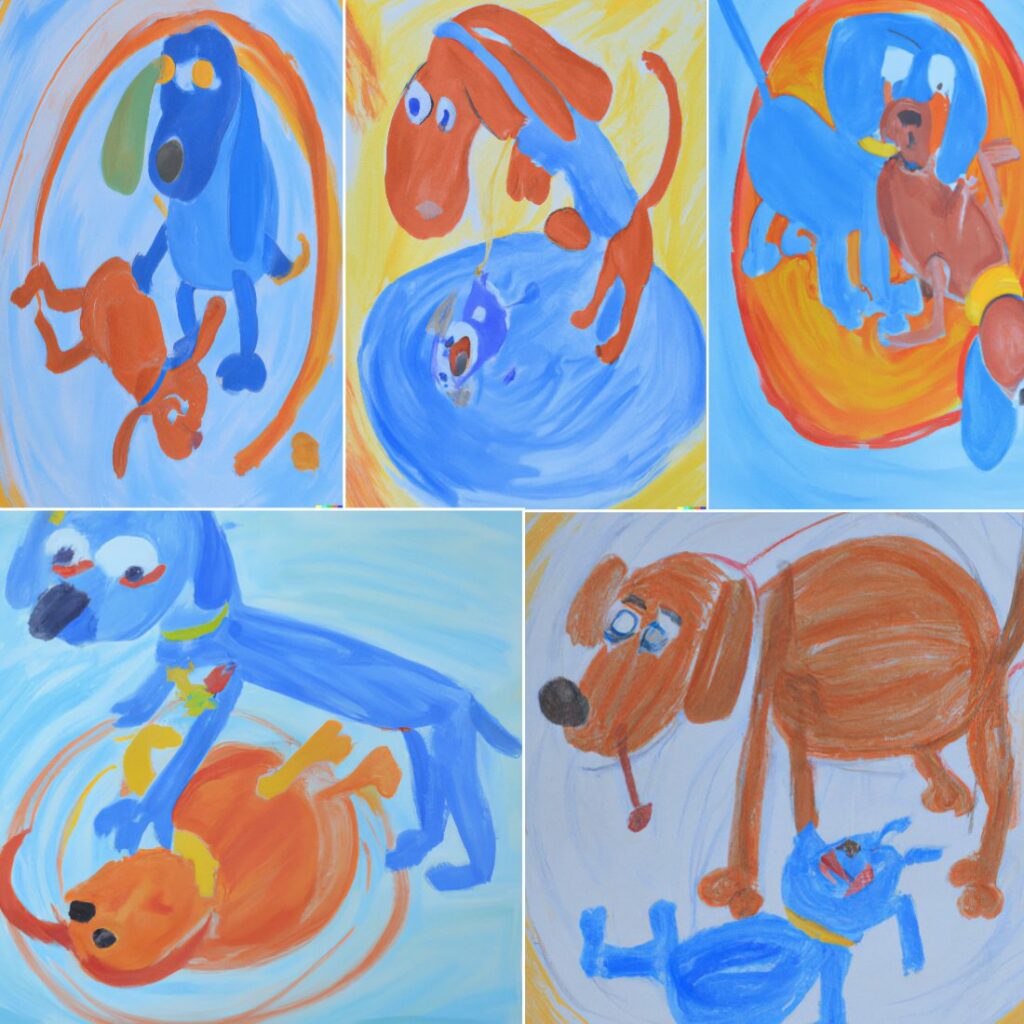 An Expressionist Dog Oil Painting Illustration | Dog Playing ...