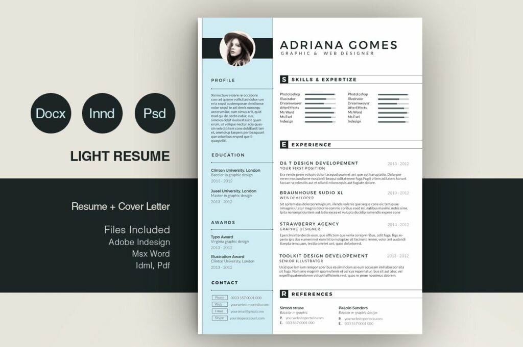 Light Resume – MasterBundles