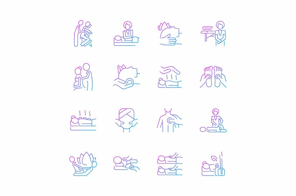 Massage types gradient icons set – MasterBundles