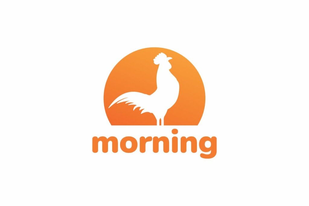 rooster crowing in sunrise logo – MasterBundles