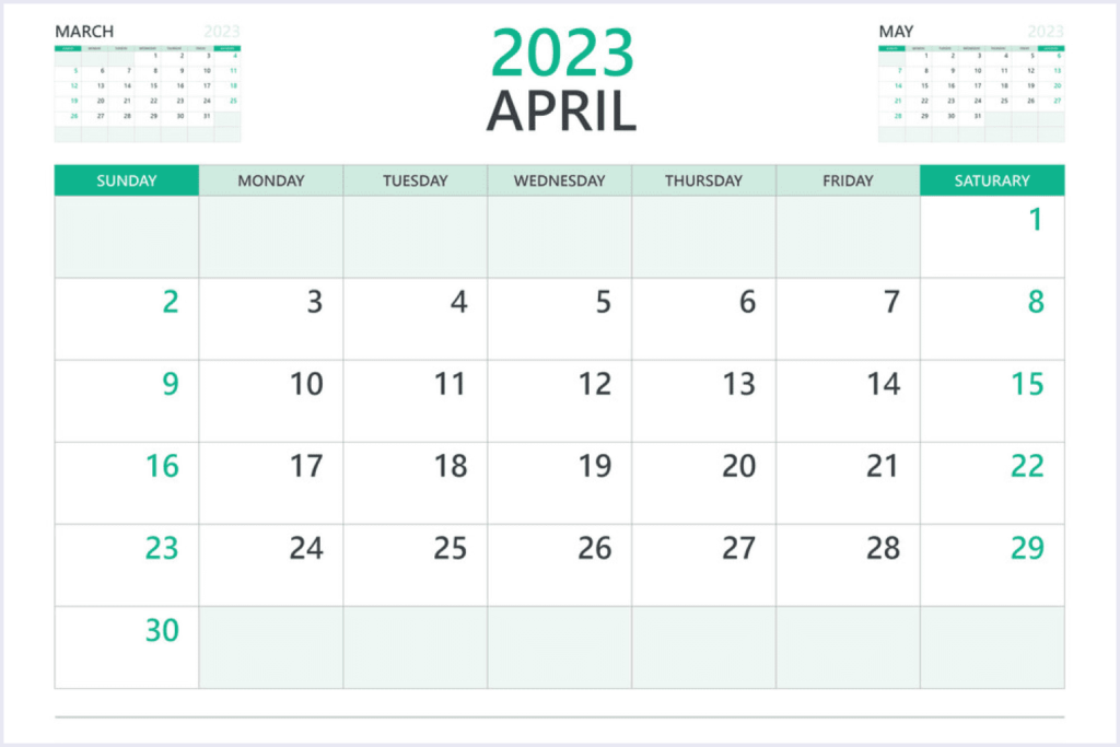 50+ Cute April Calendars 2023 - MasterBundles