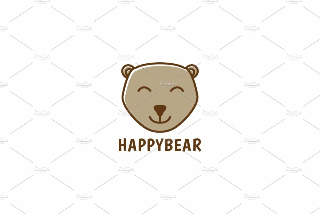 cute head bear smile logo symbol – MasterBundles