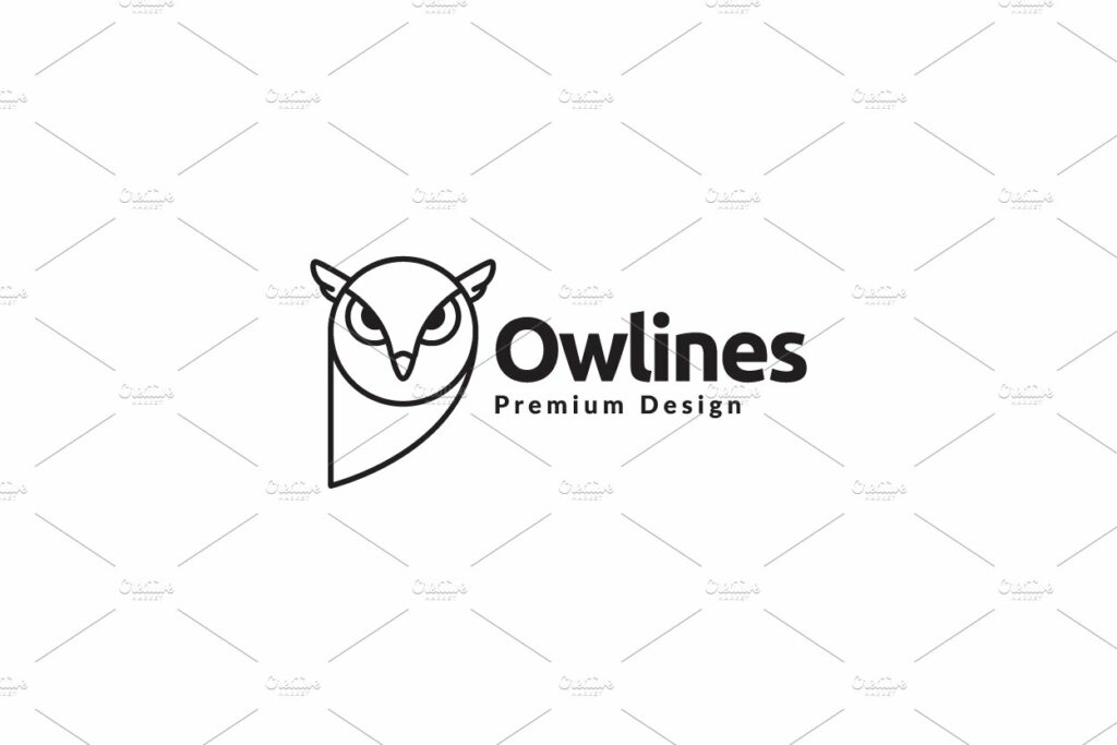 side view owl with wings line logo – MasterBundles