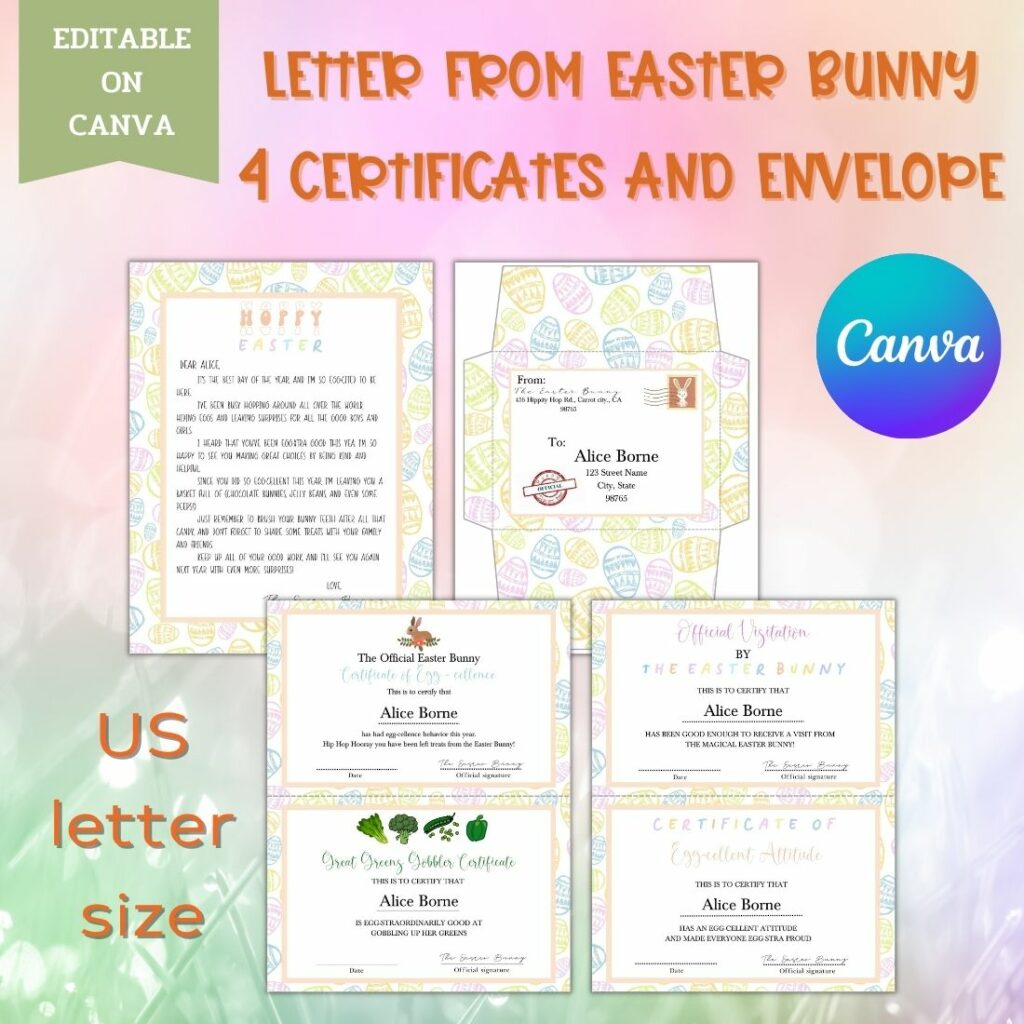 Editable Easter Bunny Letter & Certificates - MasterBundles