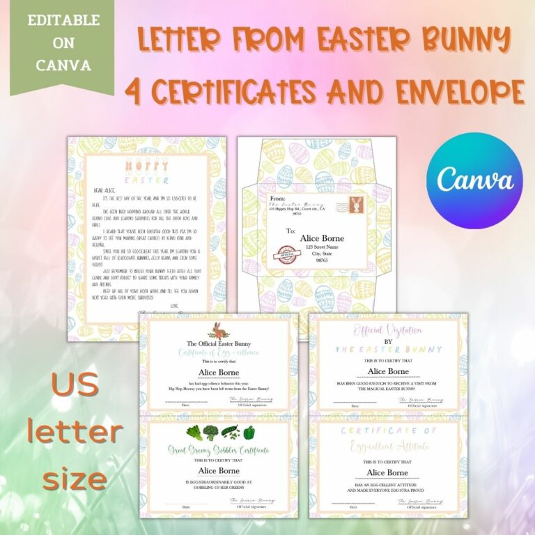 Editable Easter Bunny Letter & Certificates - MasterBundles