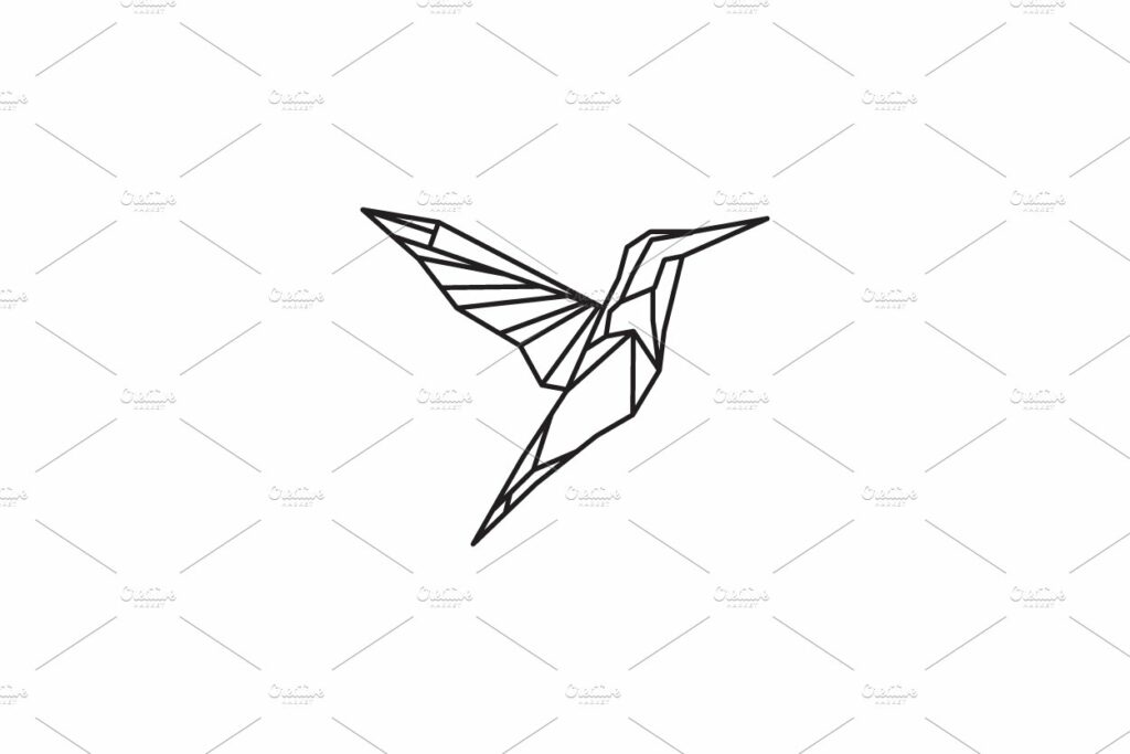geometric line bird hummingbird logo – MasterBundles