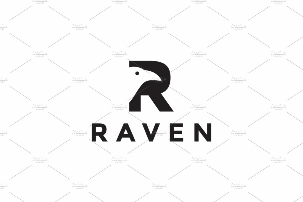 letter R with head bird raven logo – MasterBundles