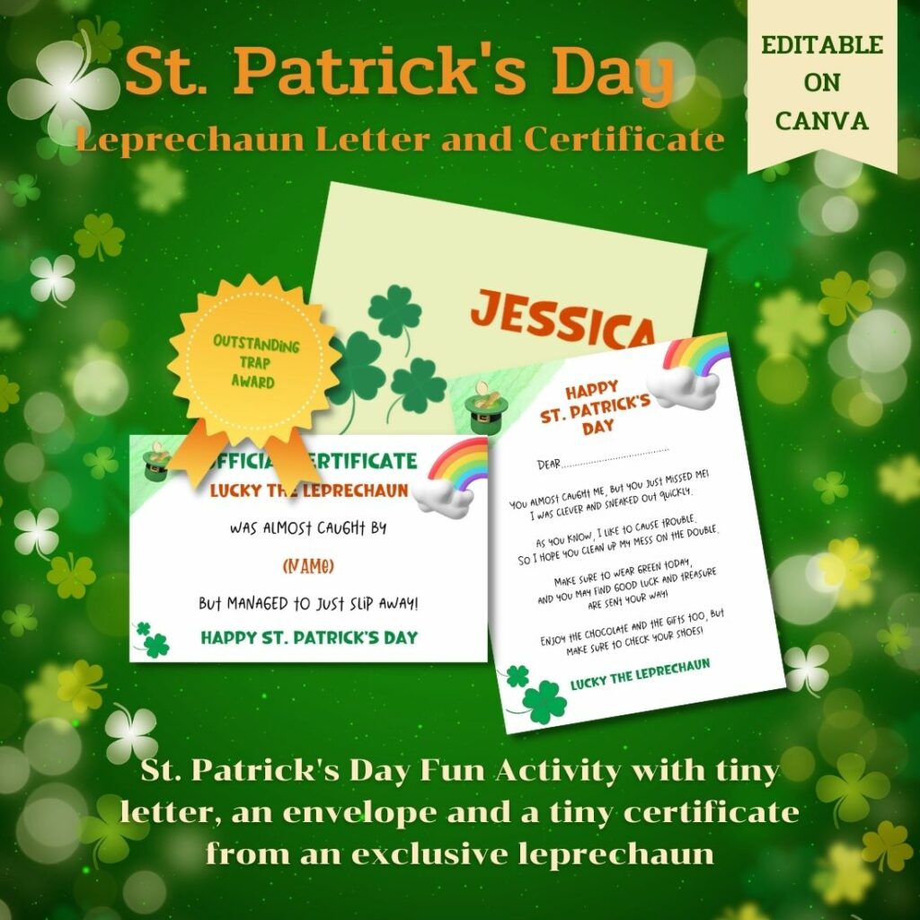 Customizable Leprechaun Letter, Trap Certificate, gold award ...