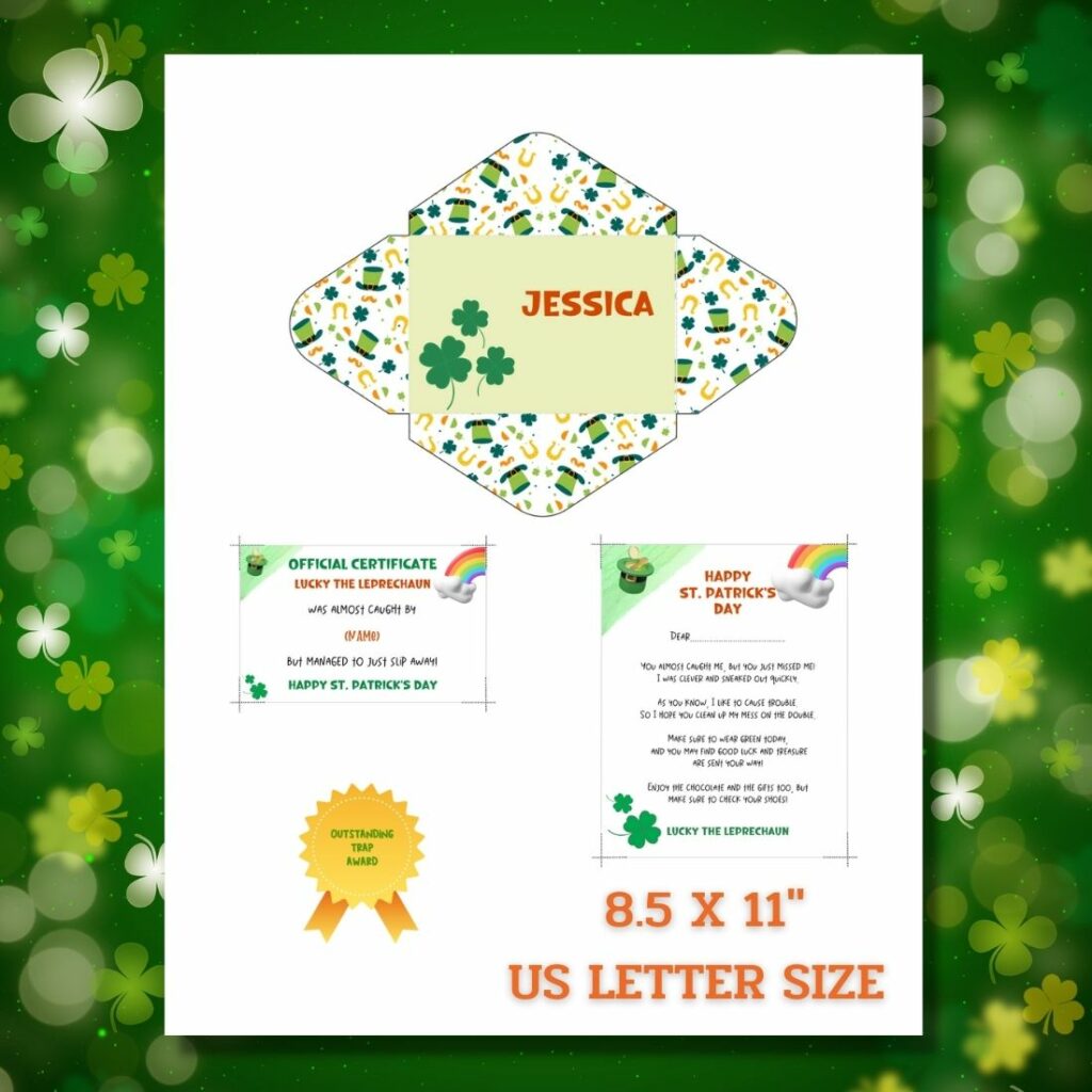 Customizable Leprechaun Letter, Trap Certificate, gold award ...