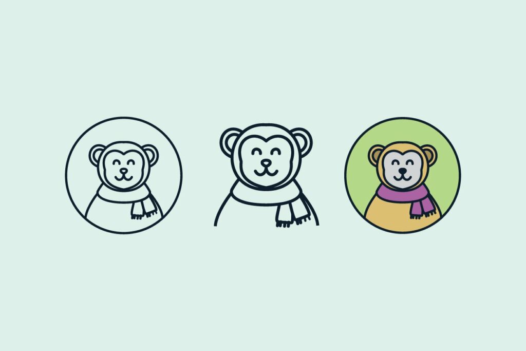 cute cartoon flat monkey logo – MasterBundles