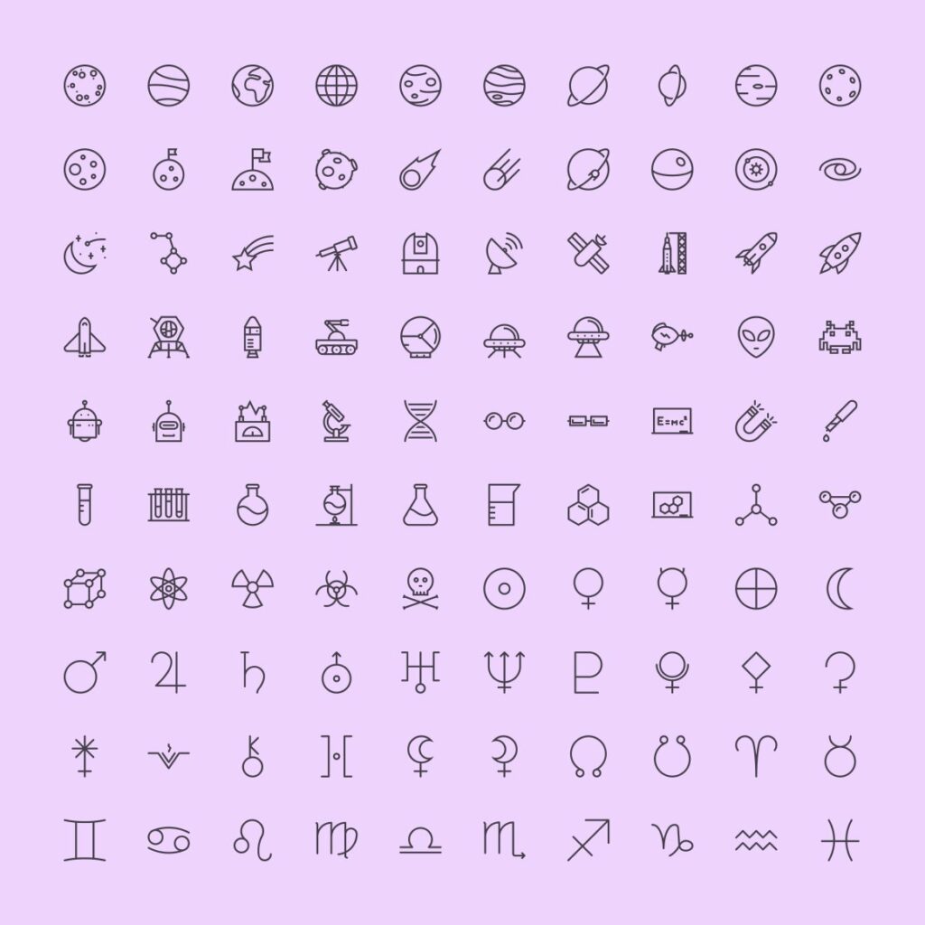 The Spaces & Science Icons 200 – MasterBundles