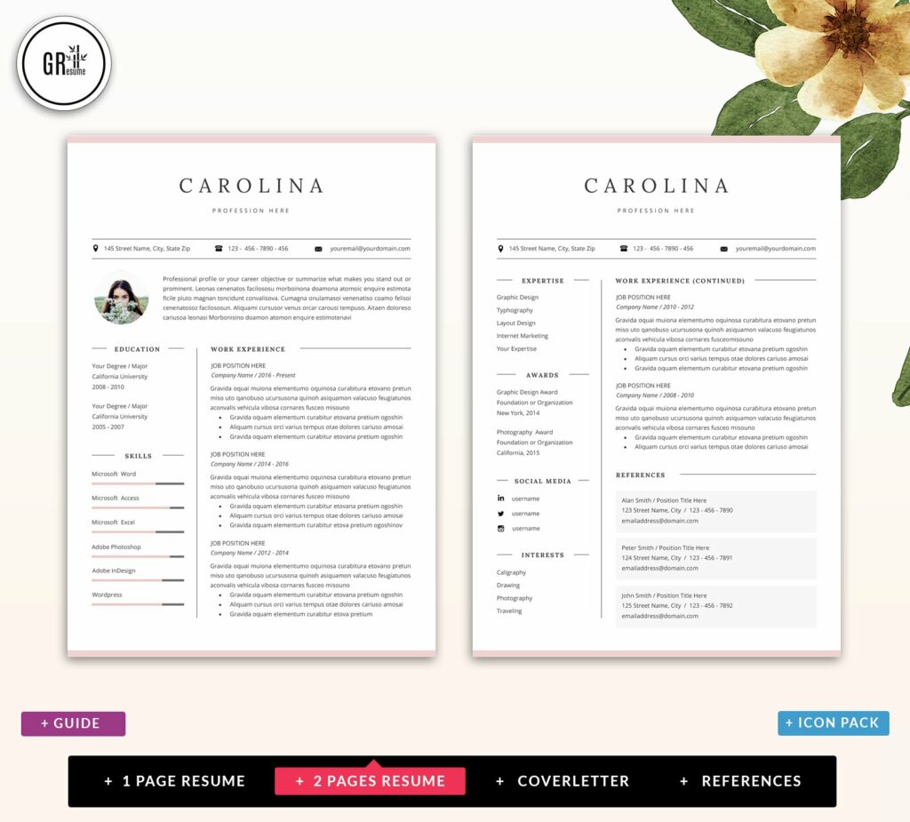 Creative Resume Template CV for Word – MasterBundles