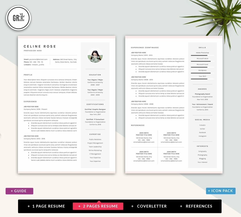 Resume CV Template for MS Word – MasterBundles