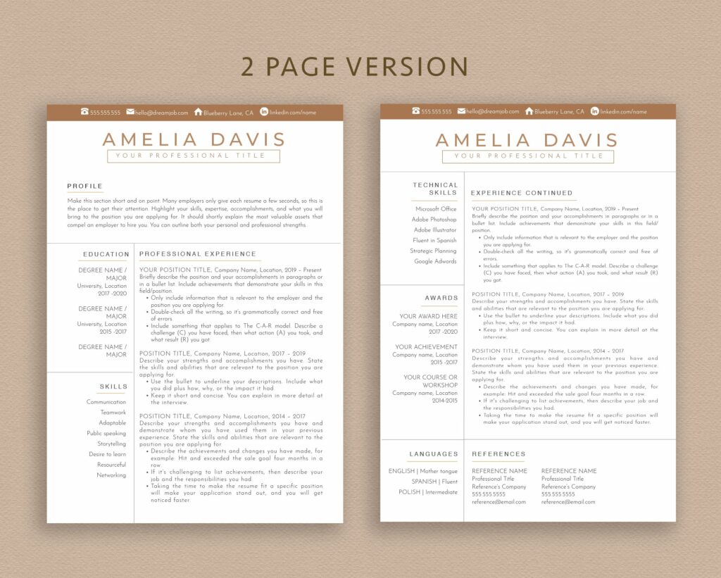 Modern Resume Template Word & Pages – MasterBundles