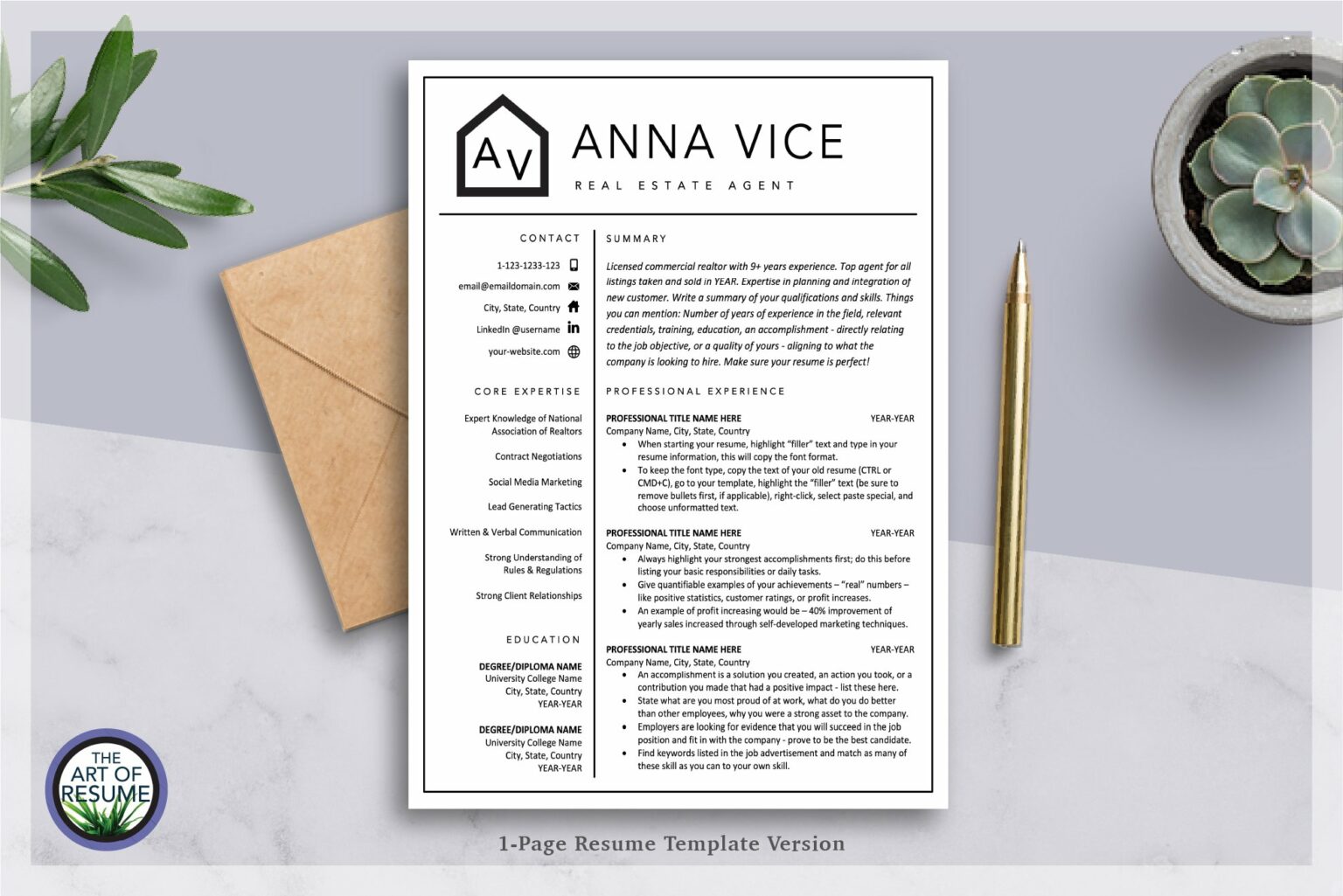 Realtor Resume, Real Estate Agent CV – MasterBundles