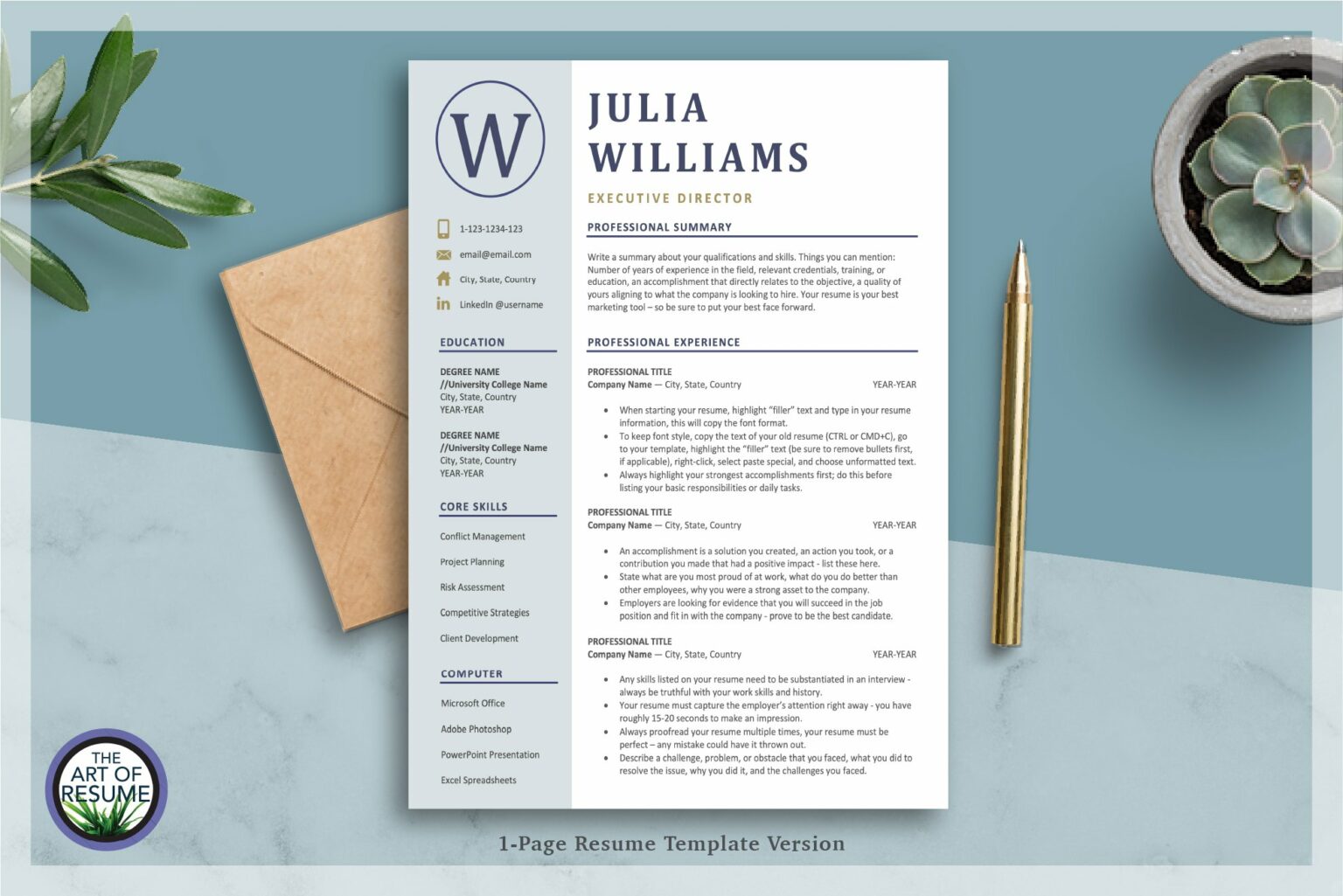 Executive Resume CV Template – MasterBundles