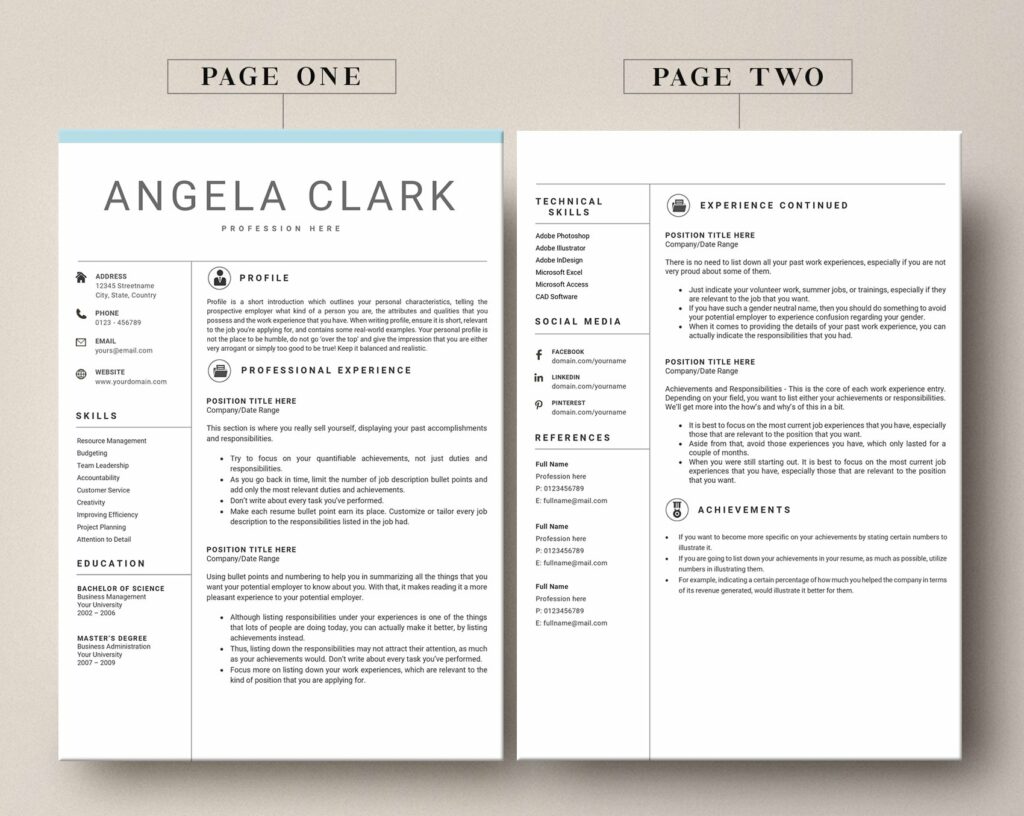 Word Resume 2 Pages & Cover Letter – MasterBundles
