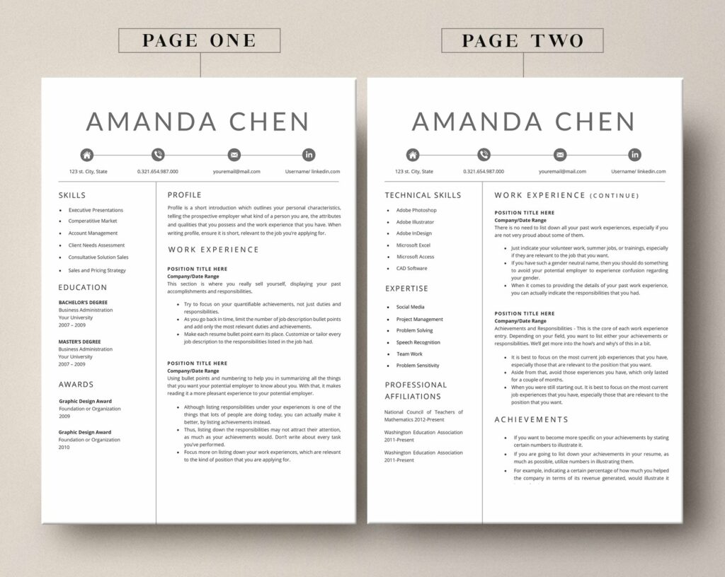 MS. Word - Resume Template 4 Pages – MasterBundles