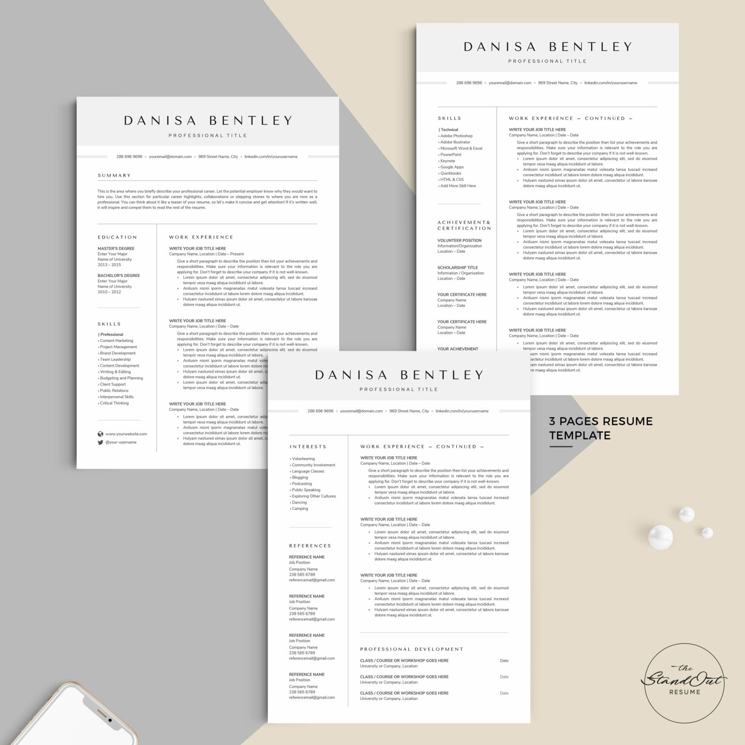 Resume/CV Template - BENTLEY – MasterBundles