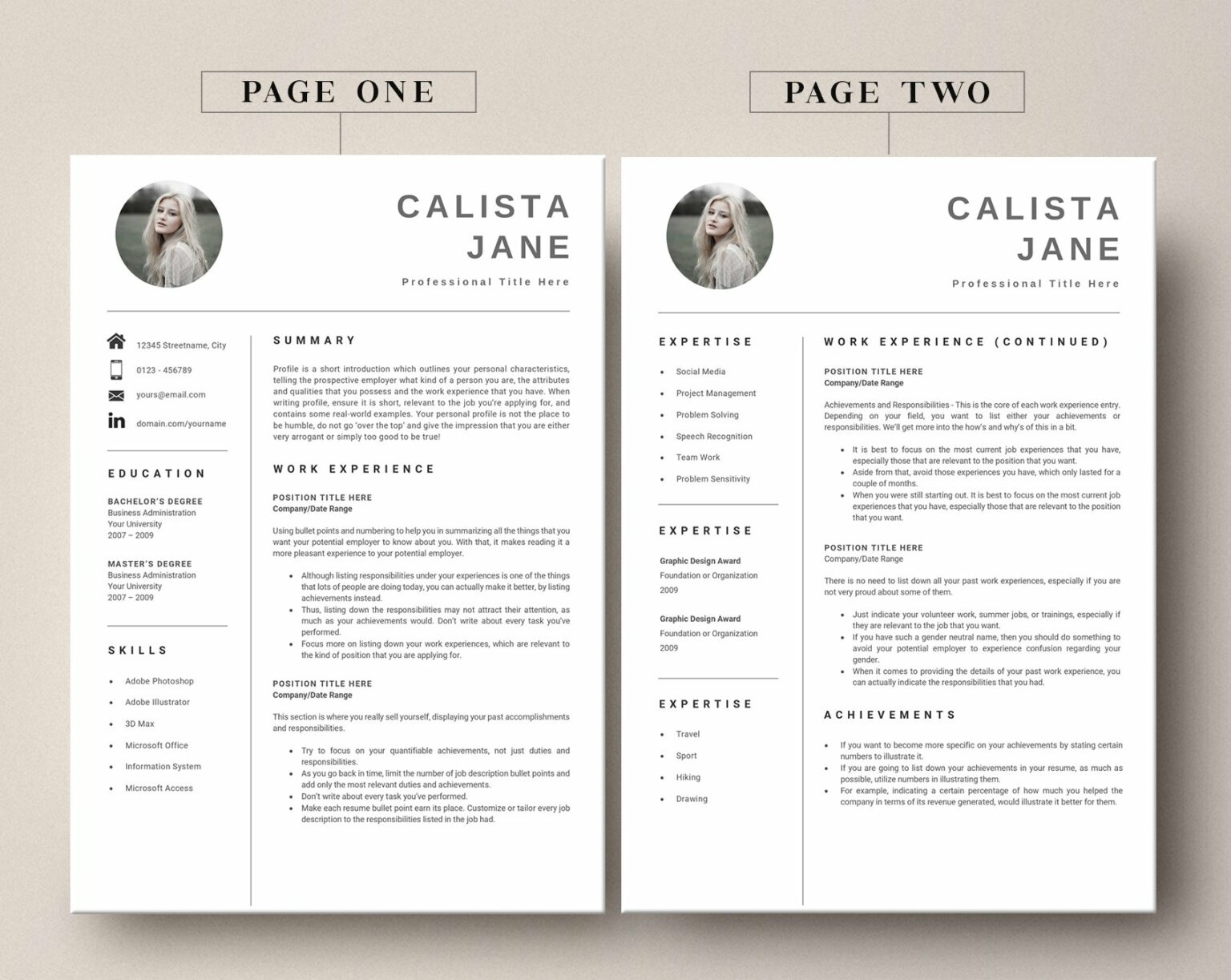 Word Resume Template 2 Page – MasterBundles