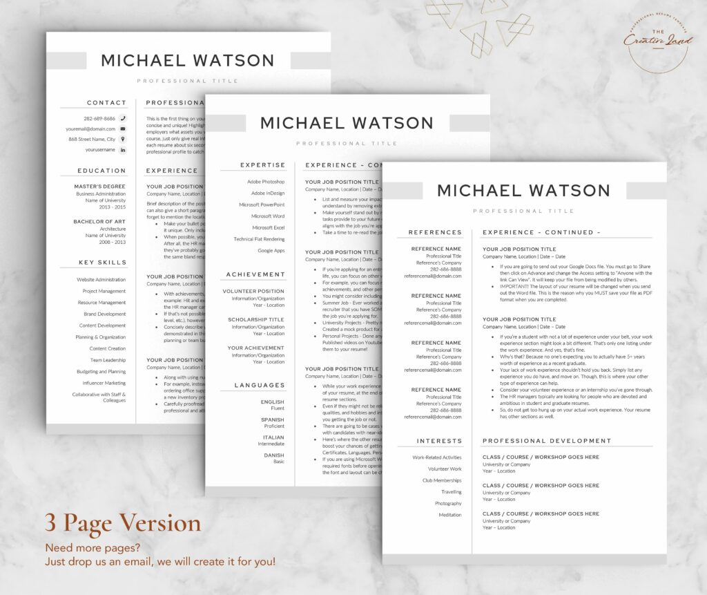 Resume/CV - The Watson – MasterBundles