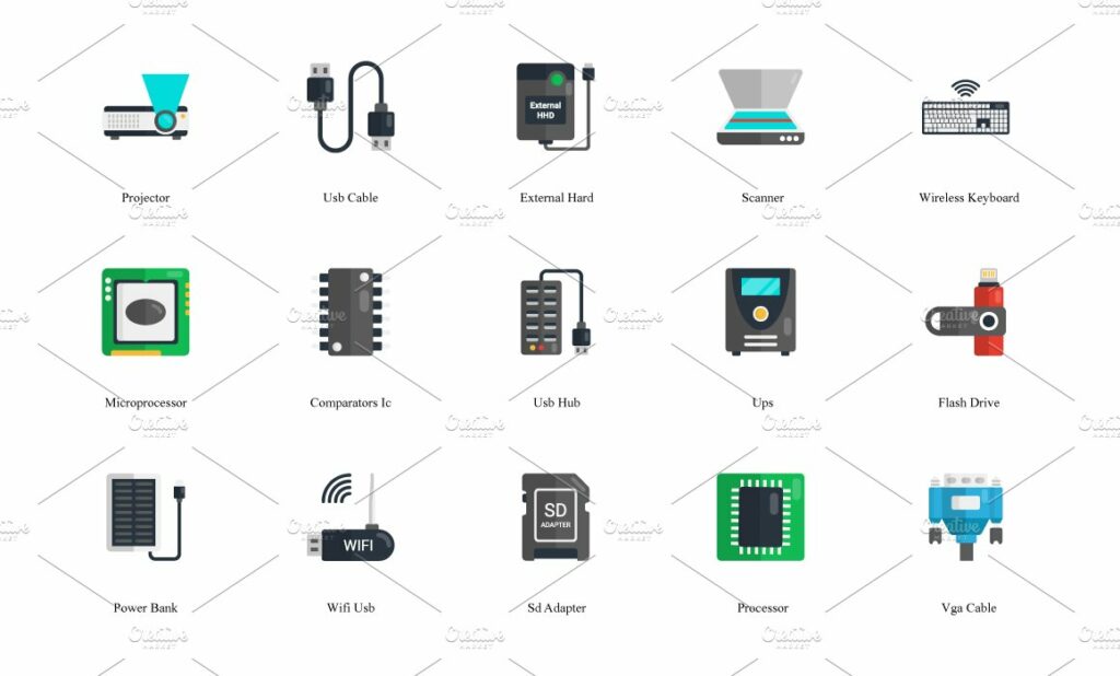 Computer Hardware Flat icons – MasterBundles