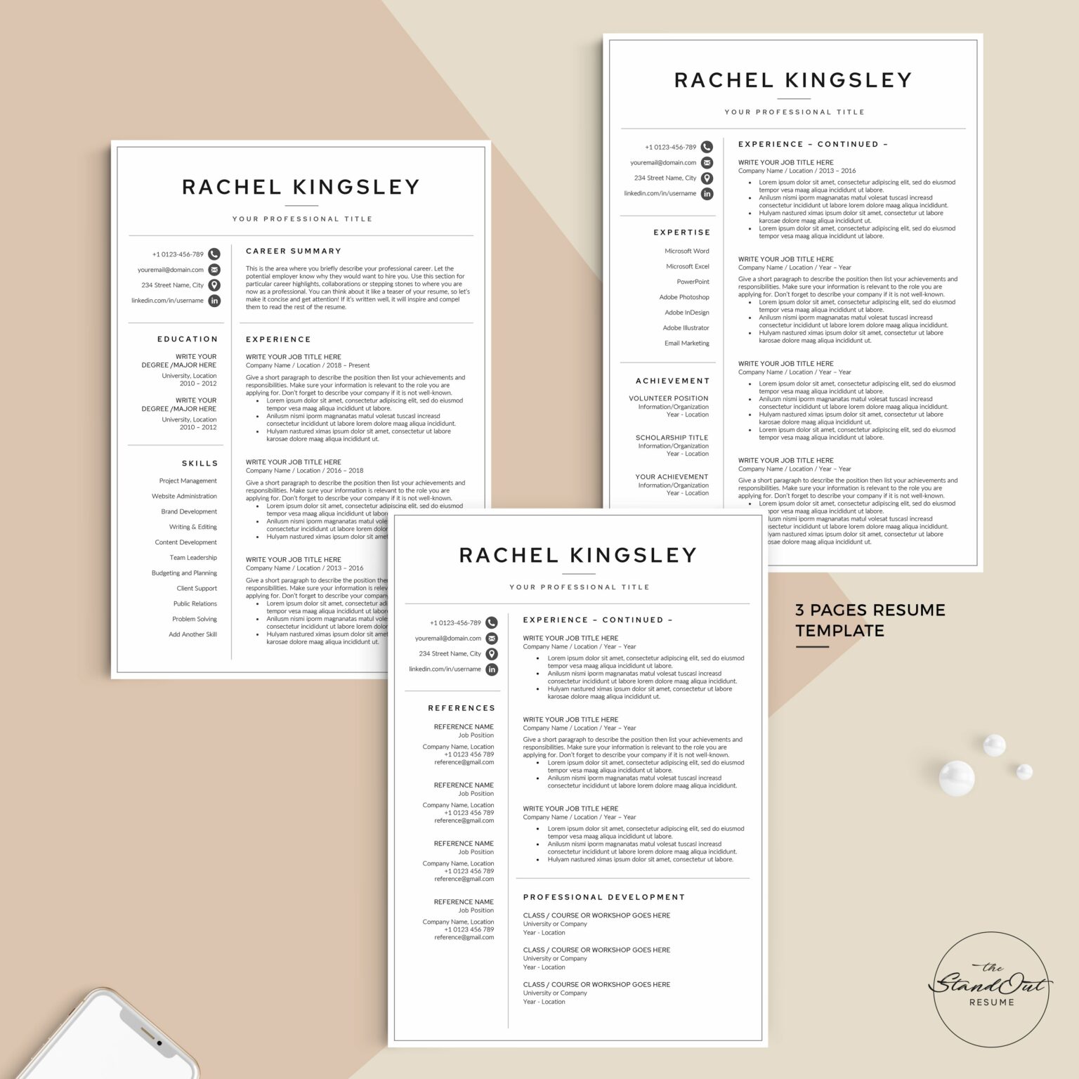 Resume/CV Template - RACHEL – MasterBundles