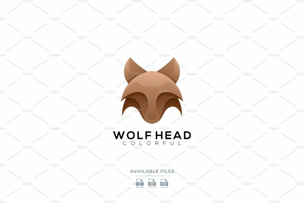 head face wolf logo gradient – MasterBundles