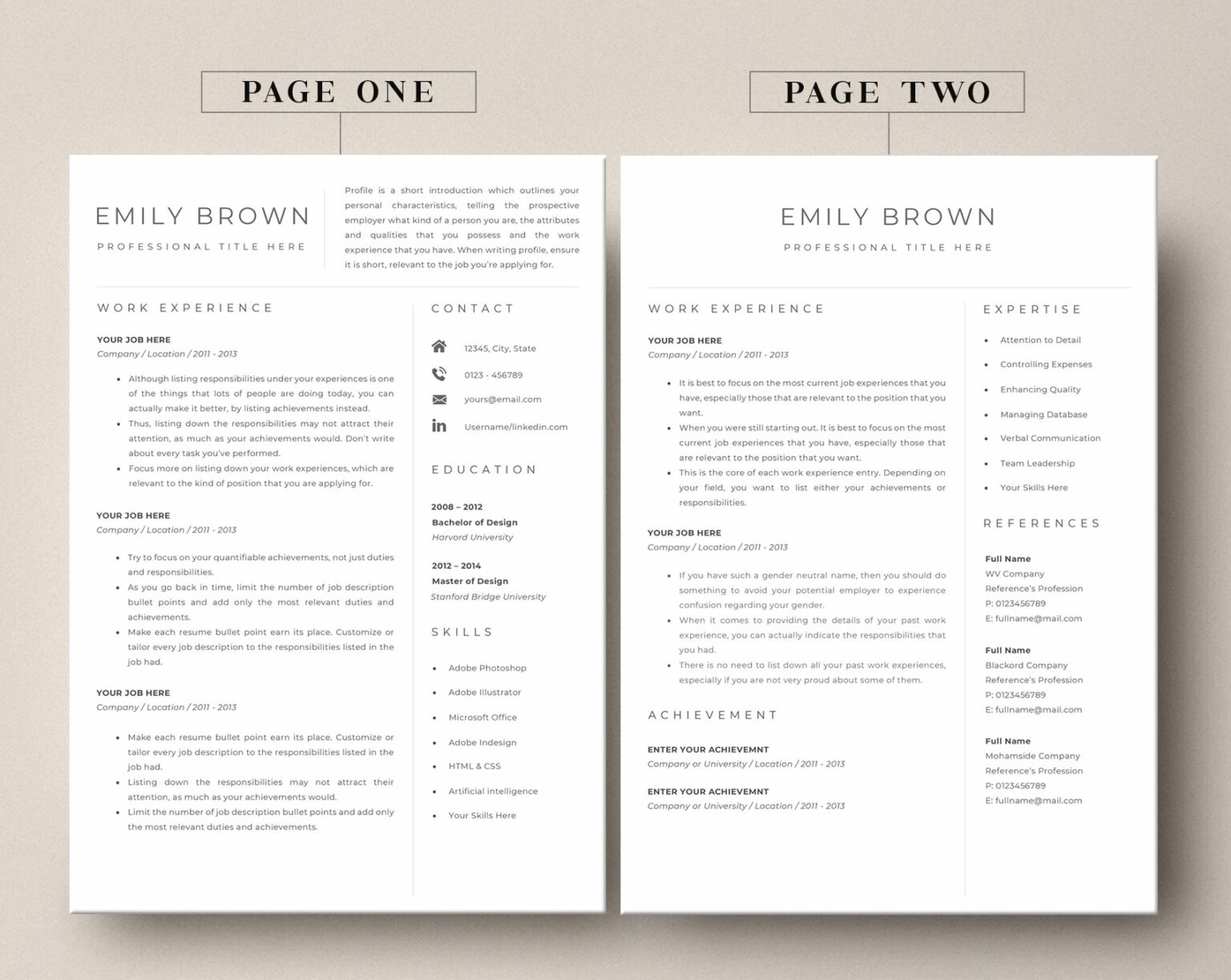 Resume Template 4 Pages – MasterBundles