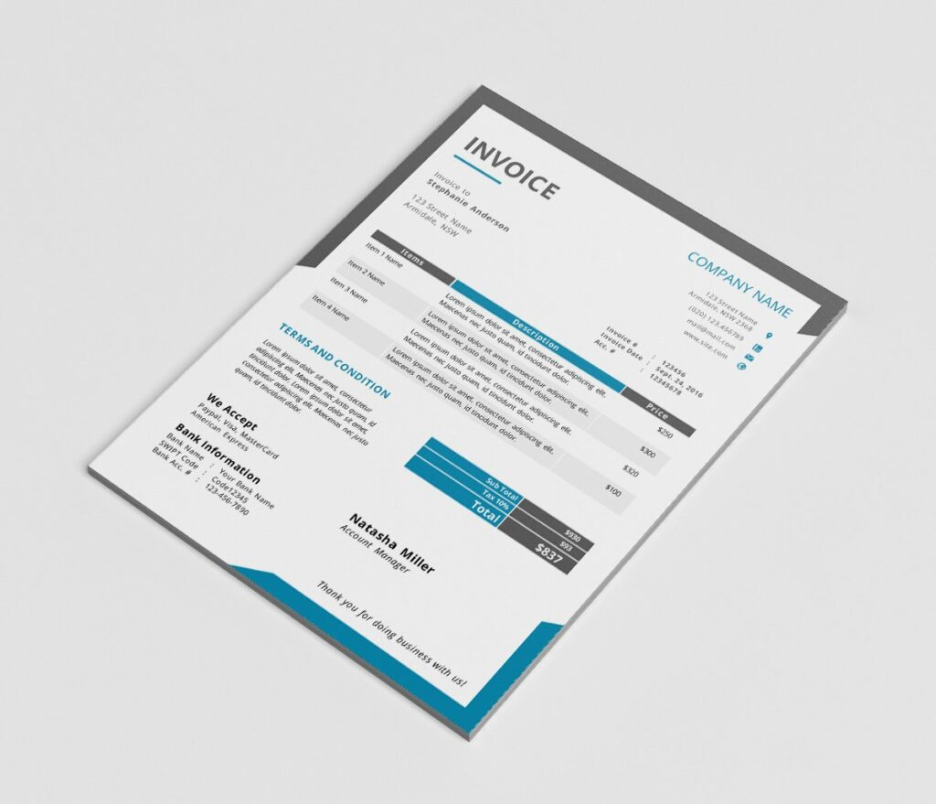 MS Word business invoice template – MasterBundles