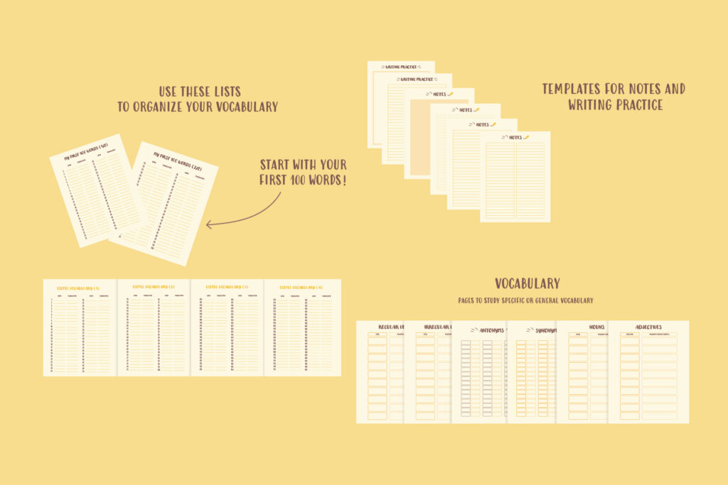 LANGUAGE STUDY PLANNER NOTEBOOK TEMPLATES