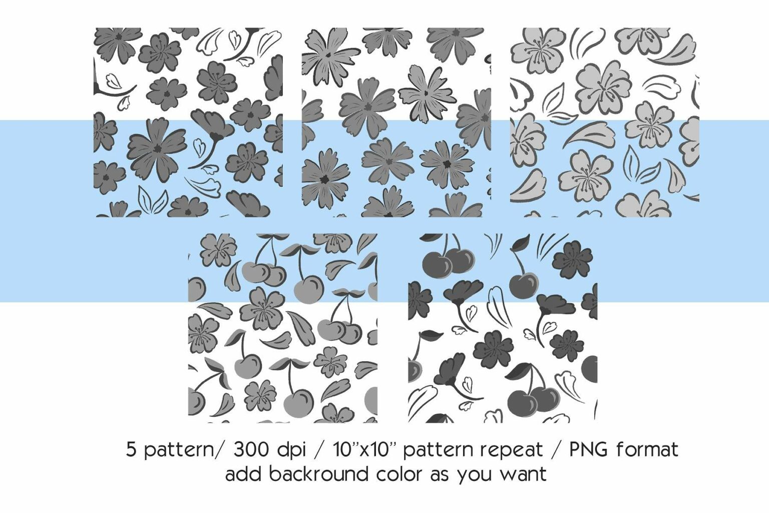 Blossoms Black and White Floral Papers - MasterBundles