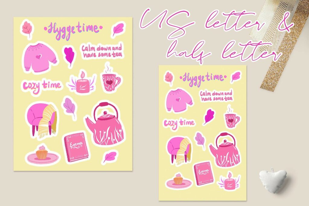 Get Cozy Printable Stickers Pack - MasterBundles