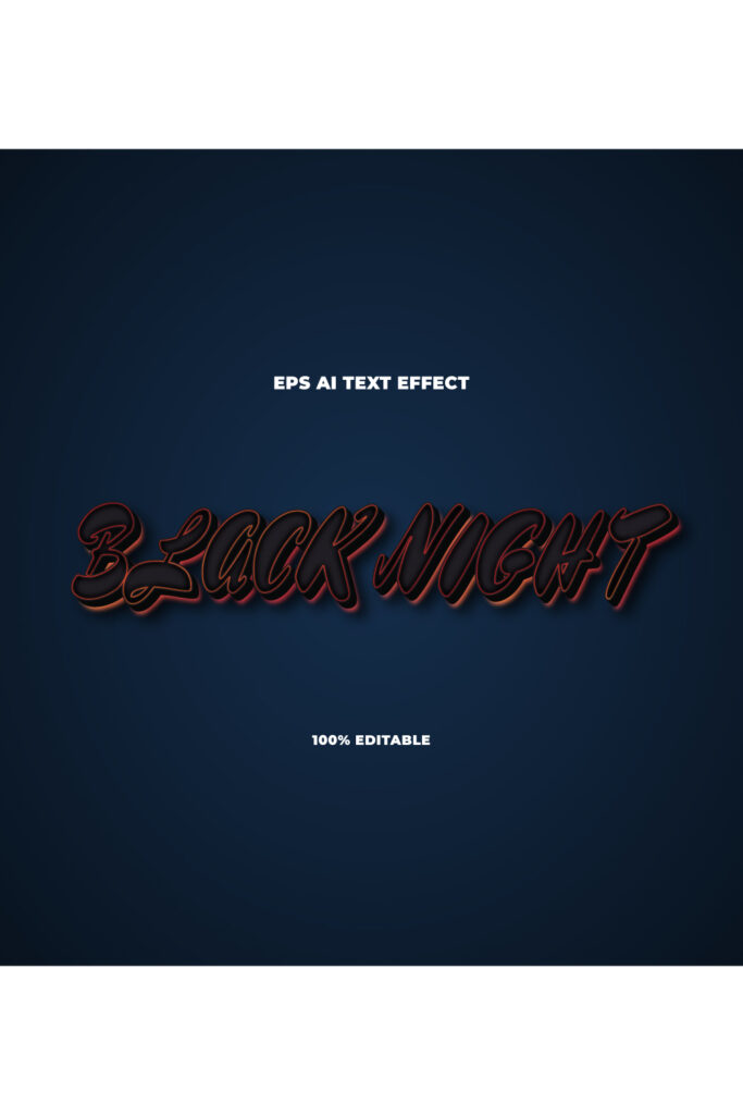 BLACK NIGHT text effect,3d text effect, text effect, 3d text, typography design, editable text ...