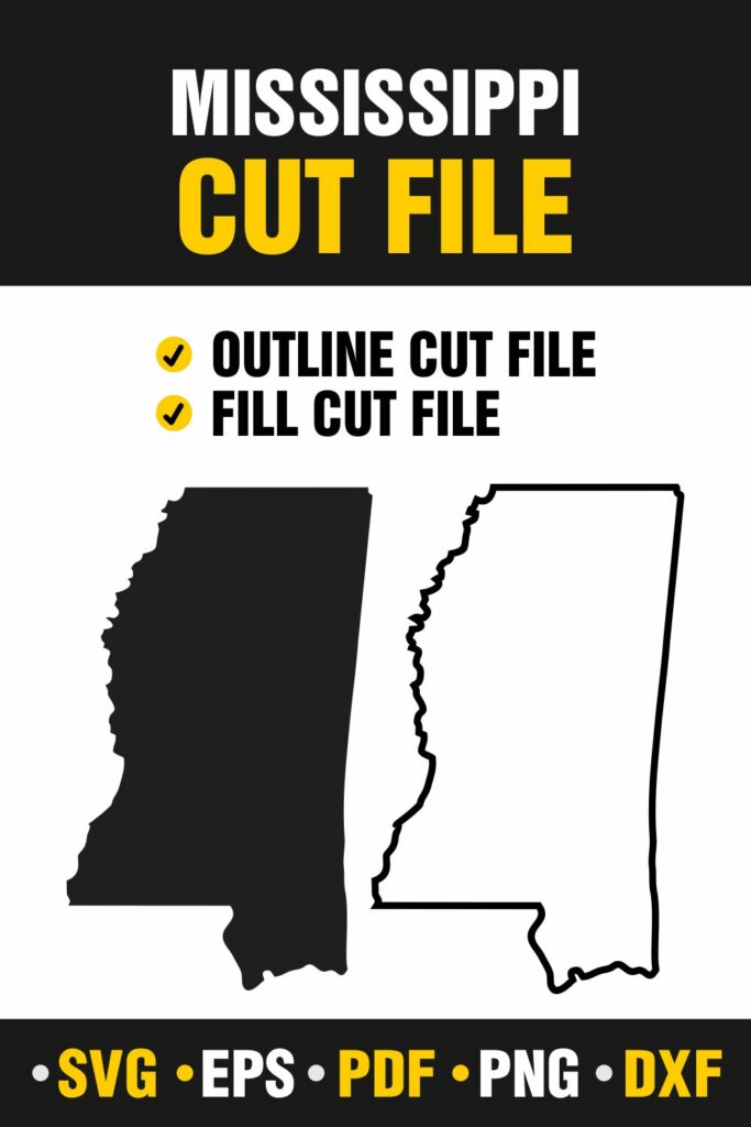 Mississippi Map SVG, PNG, PDF, EPS & DXF - Mississippi Vector Files ...
